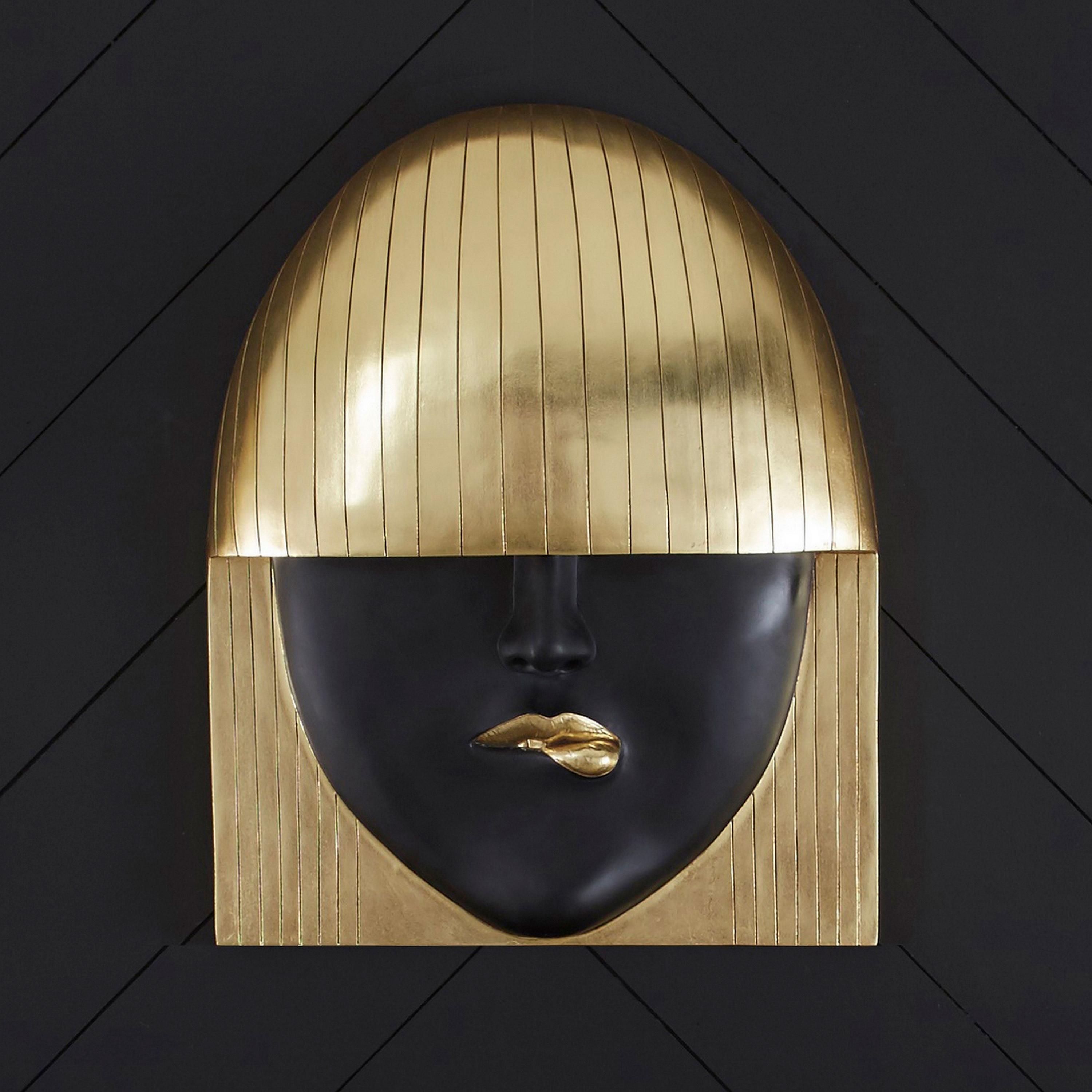 Fashion Faces Wall Art, Large, Pout, Black and Gold Leaf